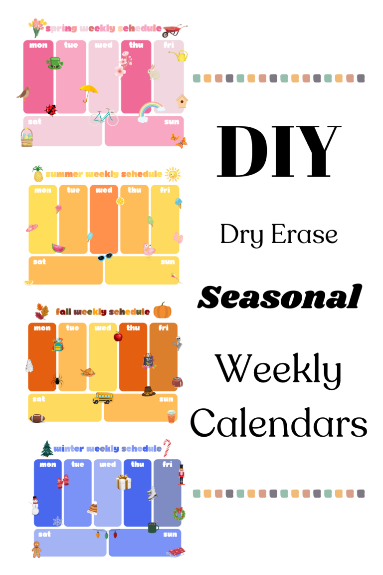 DIY Dry Erase Seasonal Weekly Calendar Free Printables ...